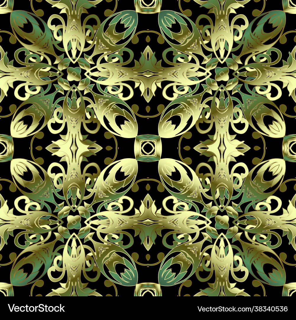 Vintage gold seamless pattern ornamental floral Vector Image