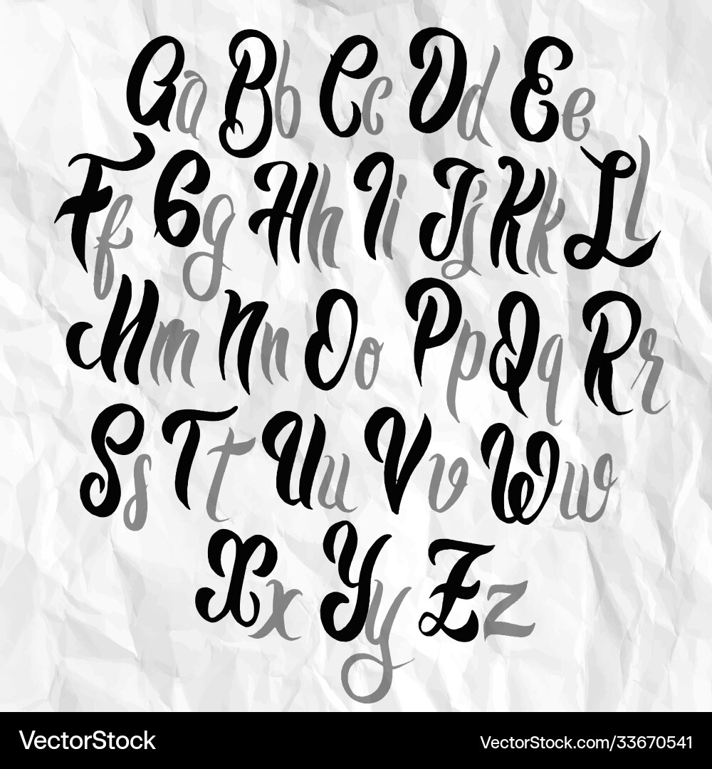 Brush lettering font alphabet hand drawn Vector Image