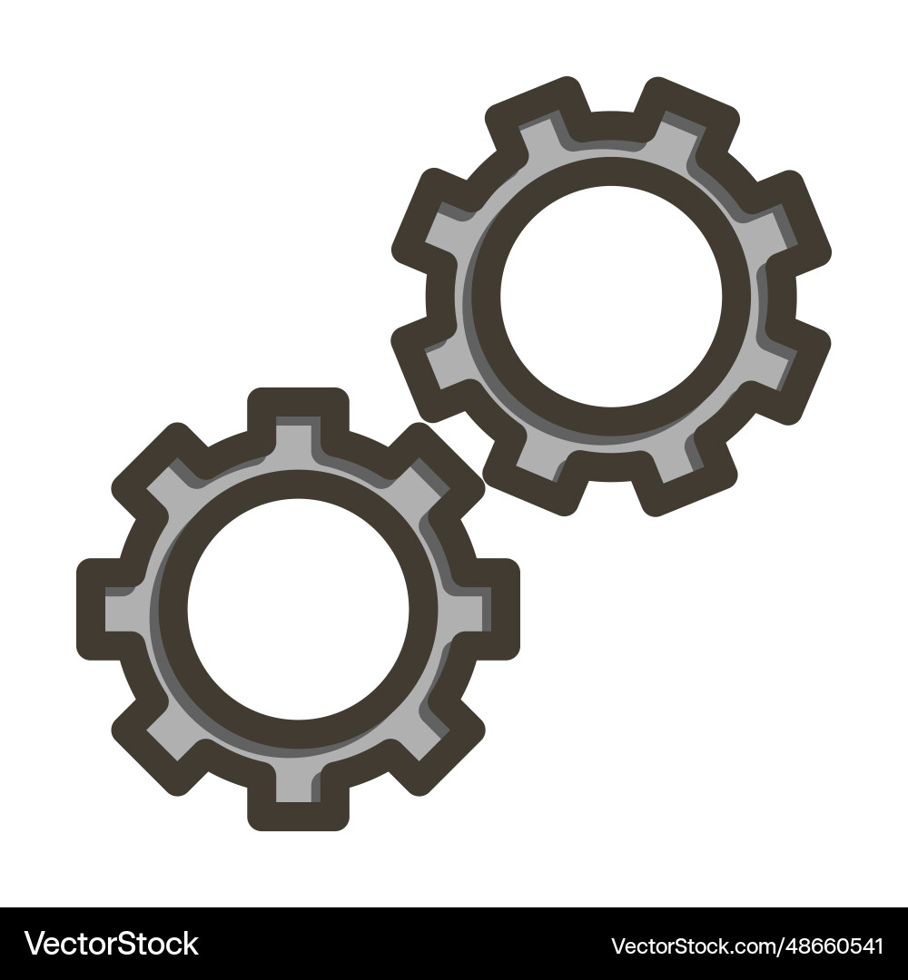 Cogwheel thick line filled colors icon Royalty Free Vector