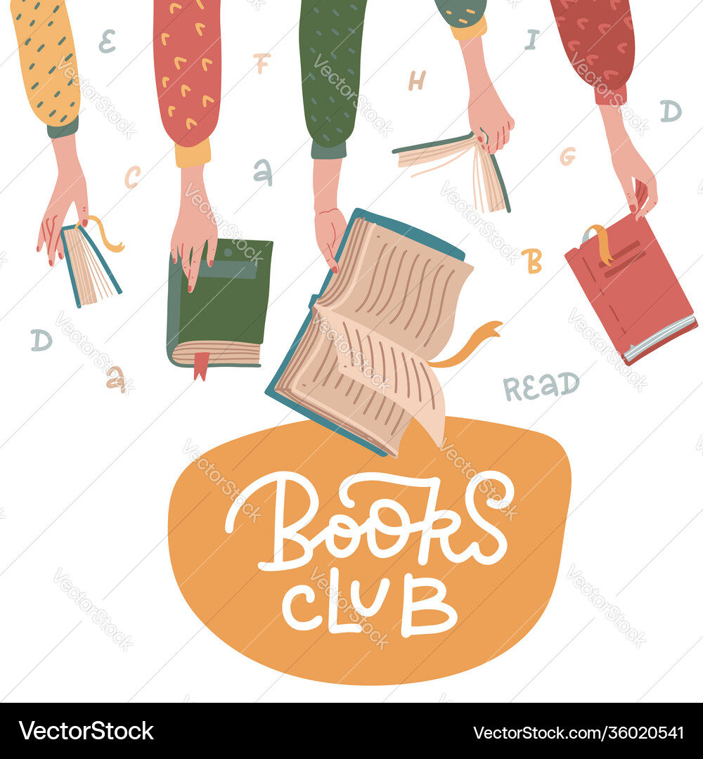 Cute cartoon reading club open Royalty Free Vector Image