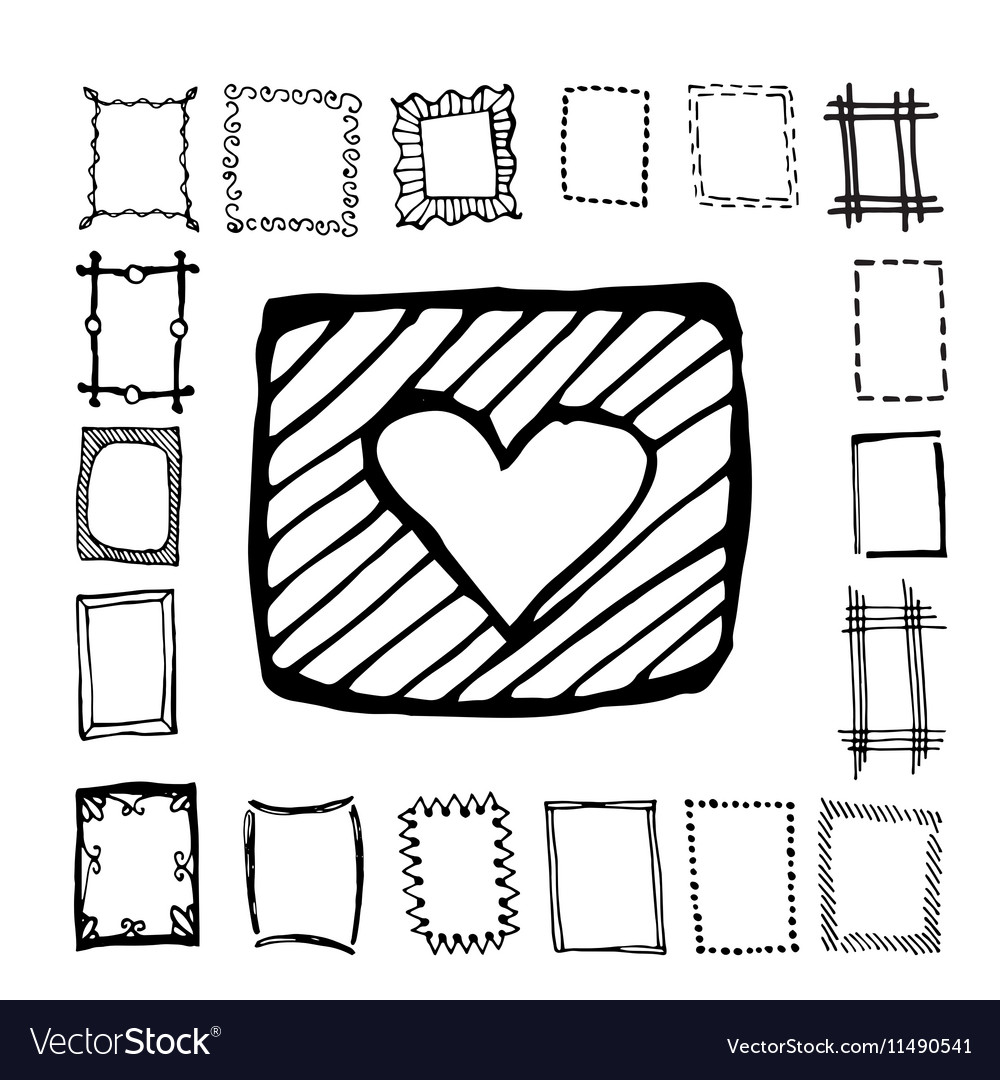 Hand drawn rectangle frames set Royalty Free Vector Image Hand drawn rectangle frames set Royalty Free Vector Image