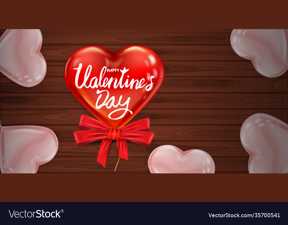Happy valentines day red heart shape glossy Vector Image