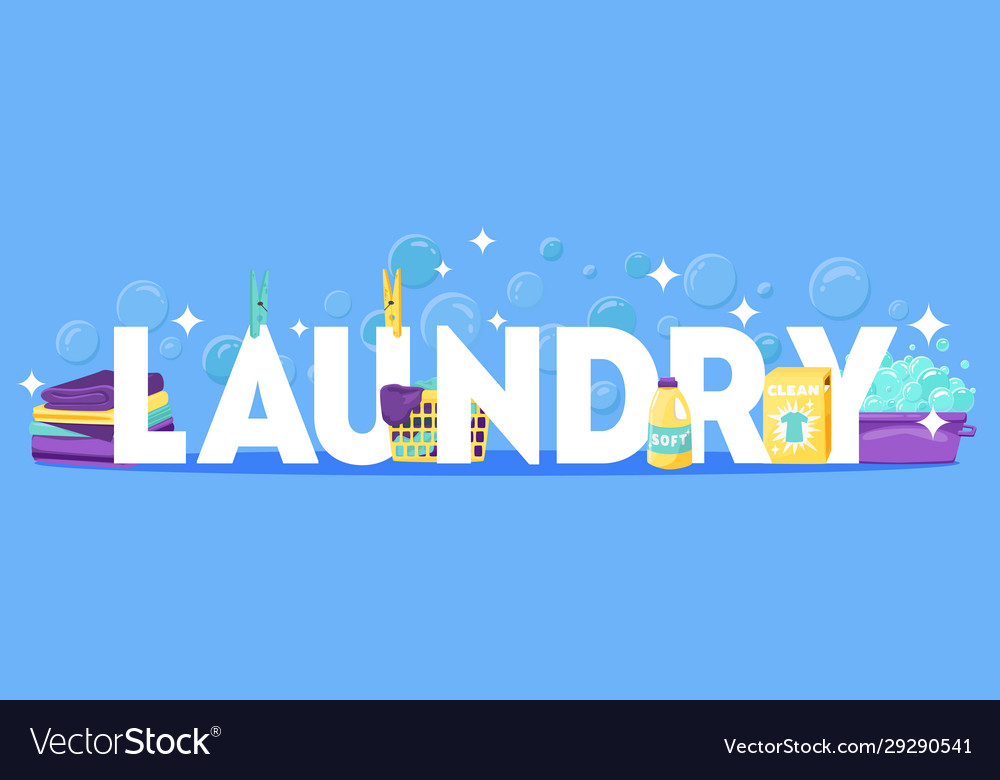 Laundry text horizontal composition Royalty Free Vector