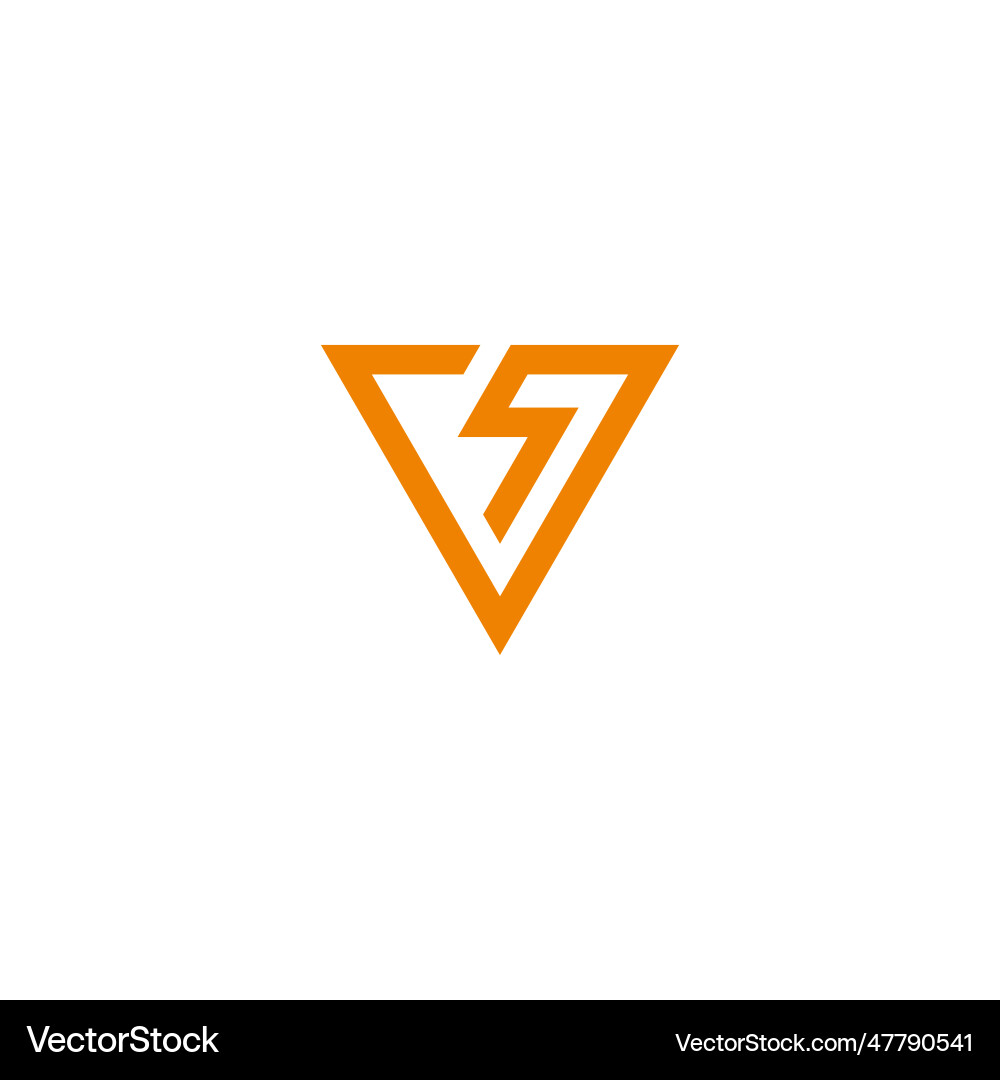 Letter v thunder triangle electric logo Royalty Free Vector