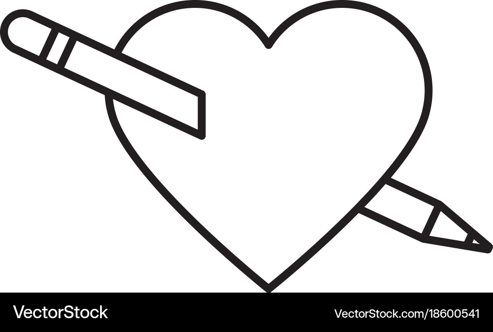Pencil crossed in heart Royalty Free Vector Image