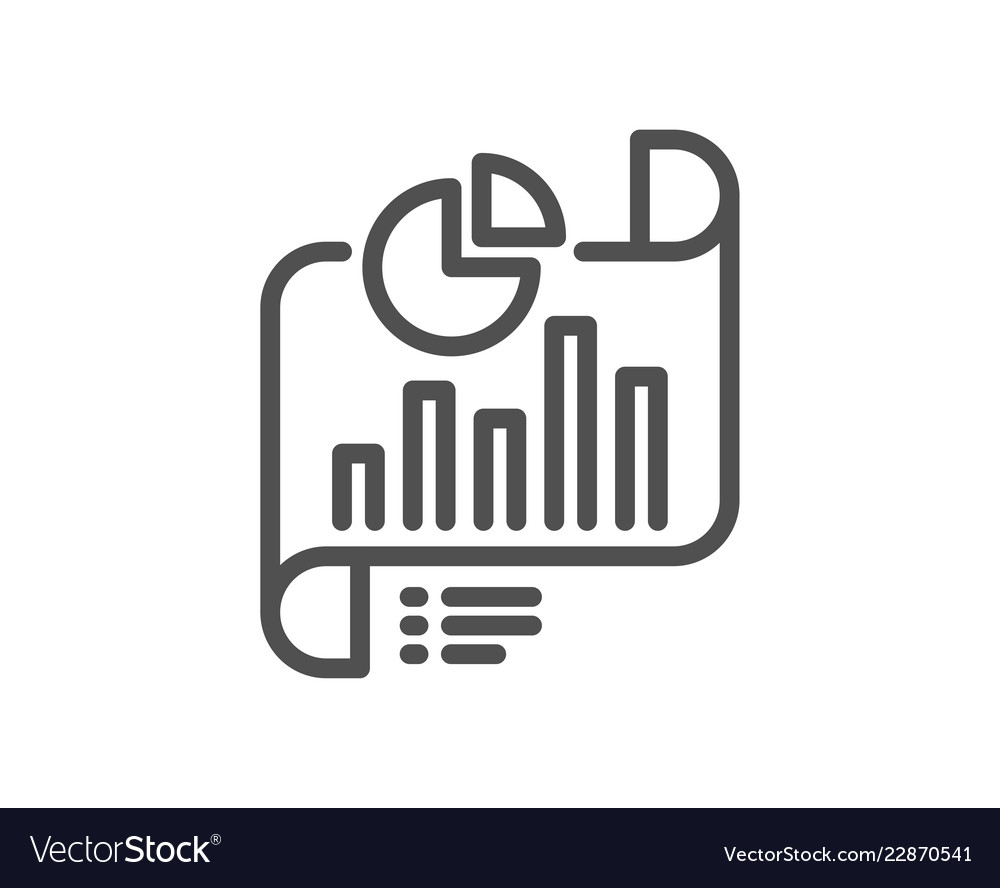 Report document line icon column graph sign Vector Image