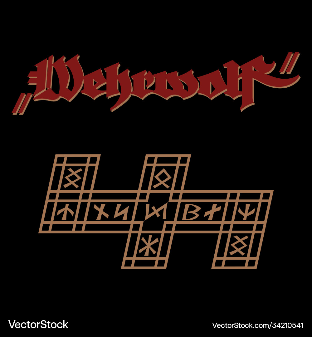 Runic symbols in old scandinavian wolf Royalty Free Vector