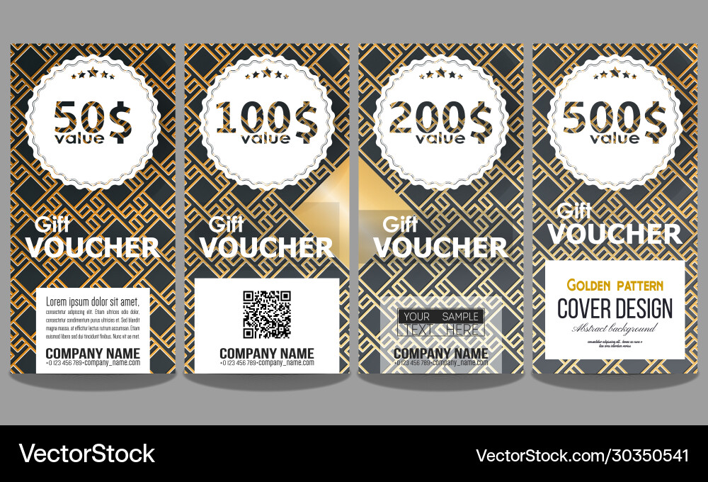 Set modern gift voucher templates islamic gold Vector Image