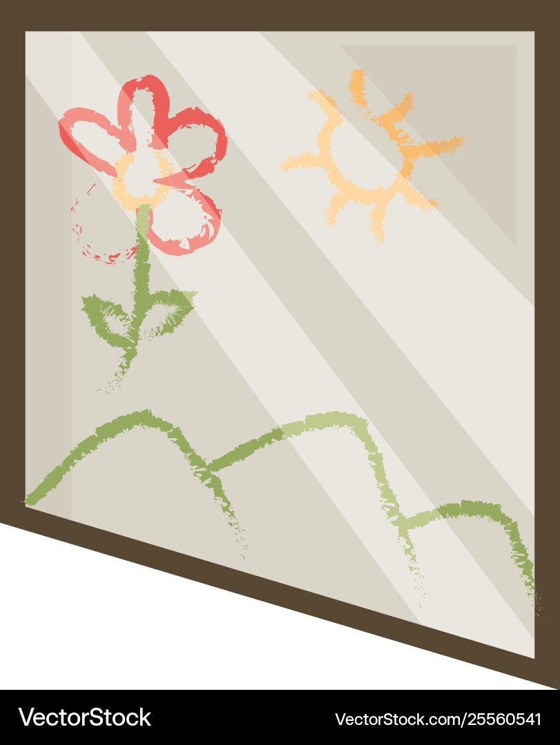 Square picture with cute landscape painted Vector Image