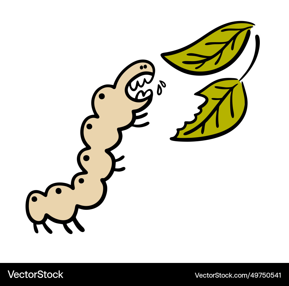 Voracious hungry caterpillar opened its mouth Vector Image