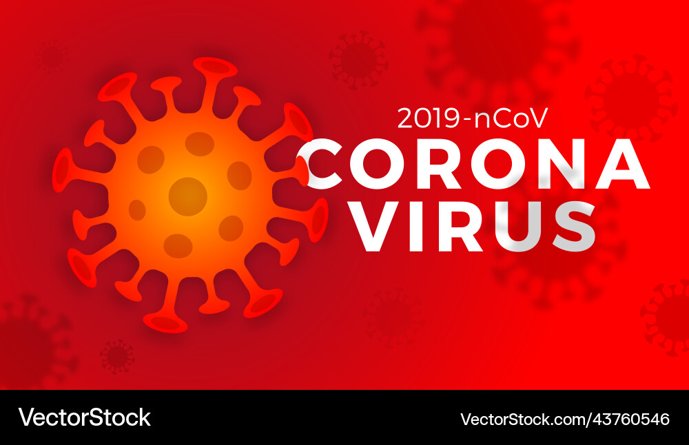 2019-ncov coronavirus cells on dark red Royalty Free Vector