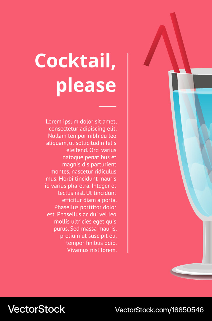 Cocktail please advertising poster with blue Vector Image