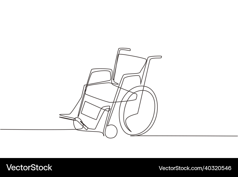 Continuous one line drawing wheelchair for people Vector Image