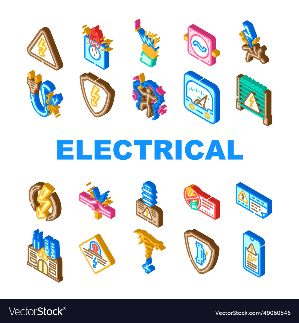 Electrical danger voltage icons set Royalty Free Vector Electrical danger voltage icons set Royalty Free Vector