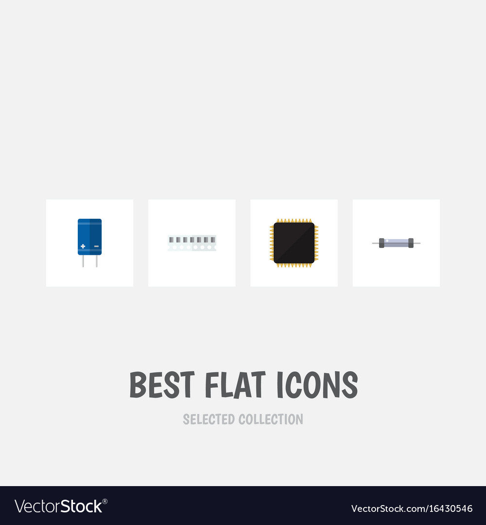 Flat icon electronics set of cpu resistor Vector Image