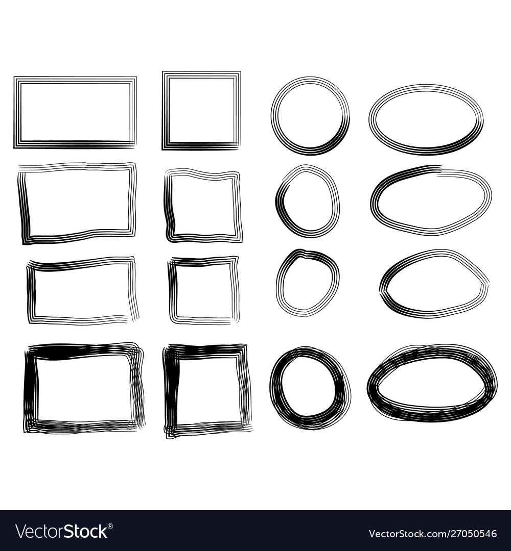 Frames in doodle style set rectangle handdrawn Vector Image