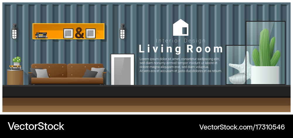 Interior design table top and modern living room Vector Image