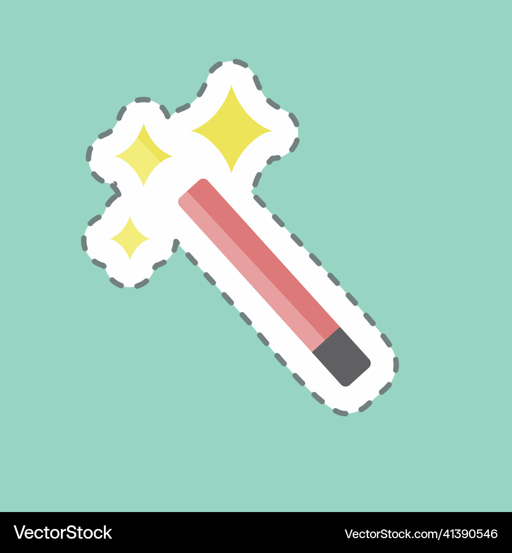 Magic sticker in trendy line cut isolated on blue Vector Image