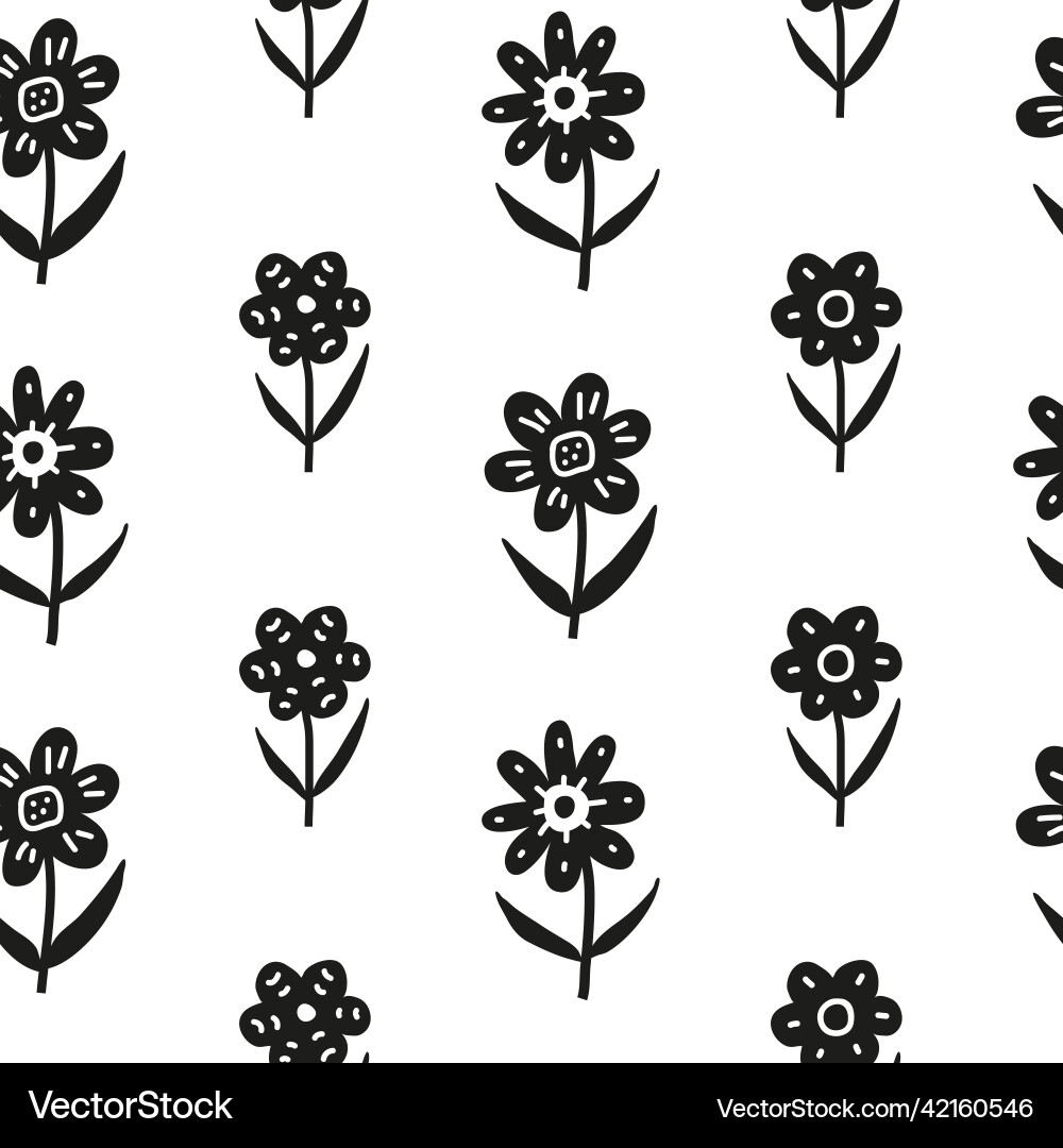 Seamless pattern with scandinavian flowers Vector Image
