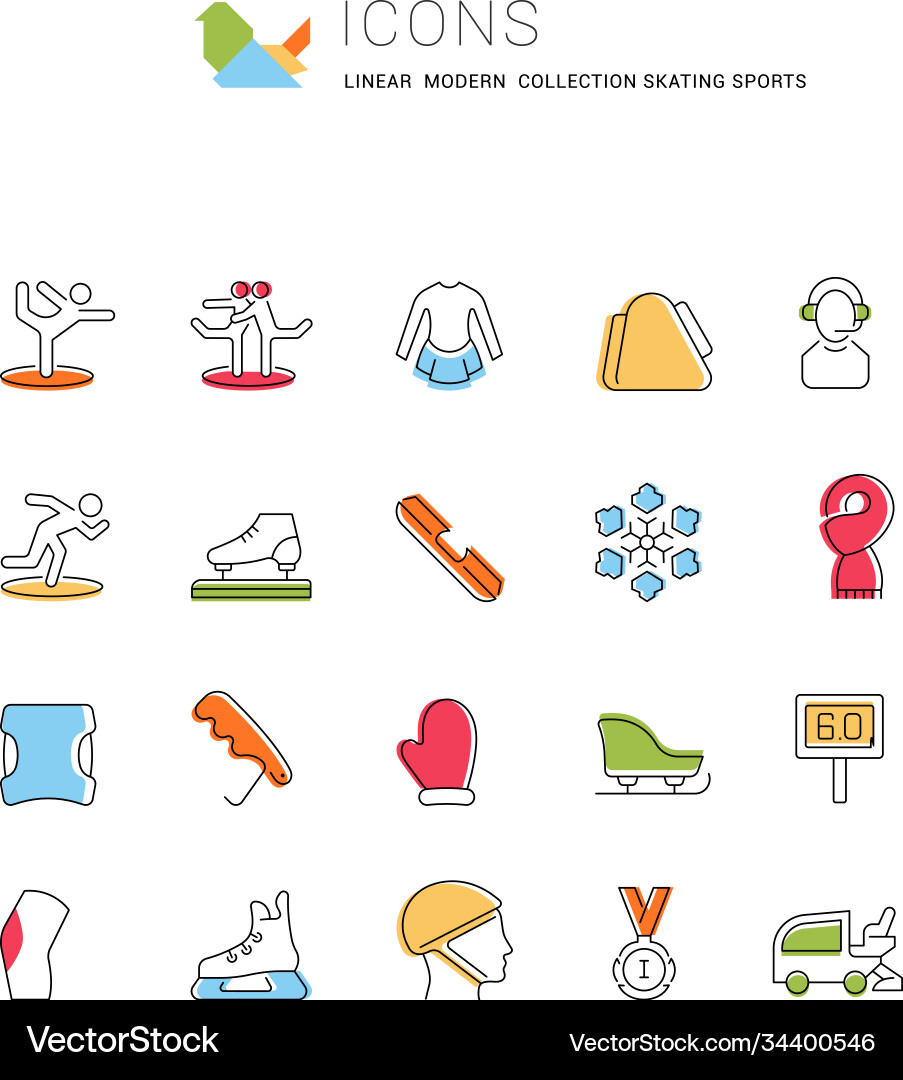 Set line icons skating sports Royalty Free Vector Image