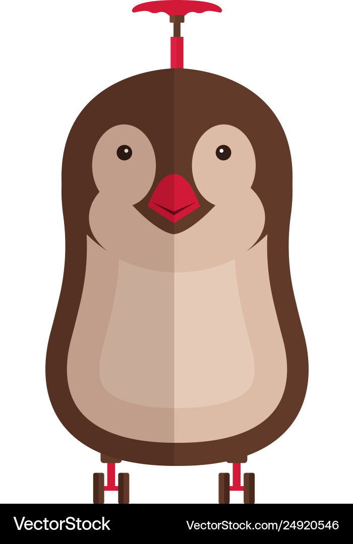Travel child penguin suitcase Royalty Free Vector Image