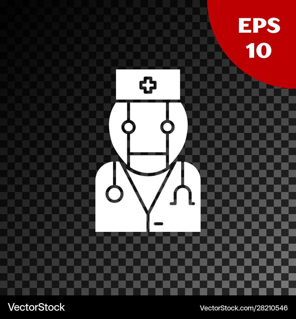 White robot doctor icon isolated on transparent Vector Image