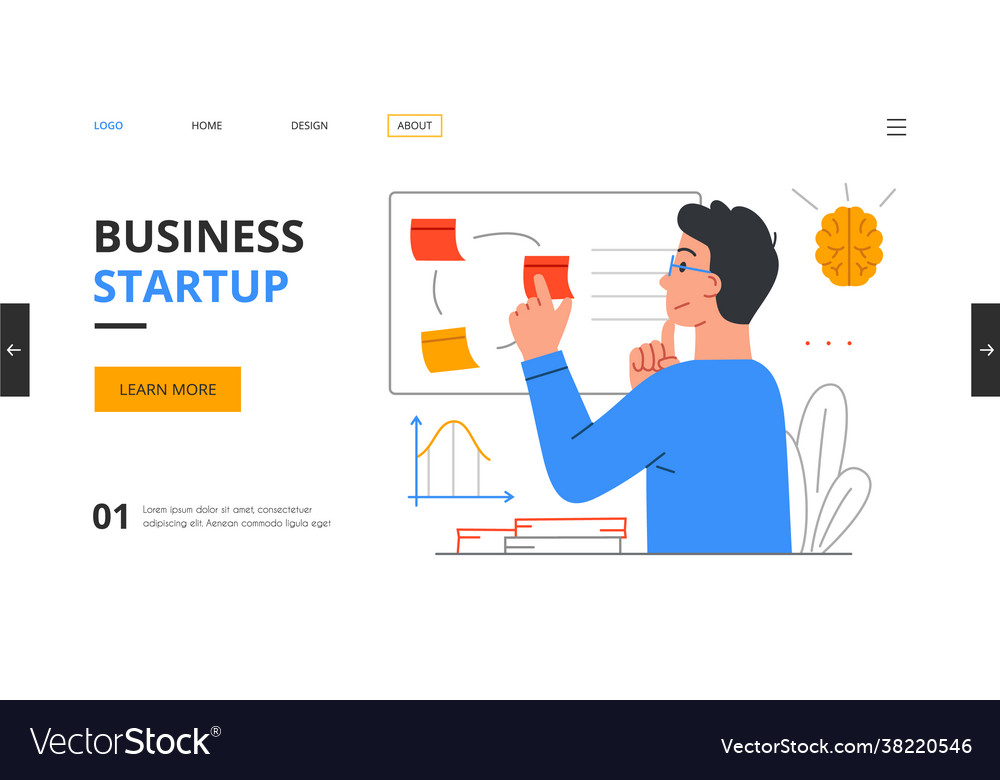 Young man analyzing data Royalty Free Vector Image