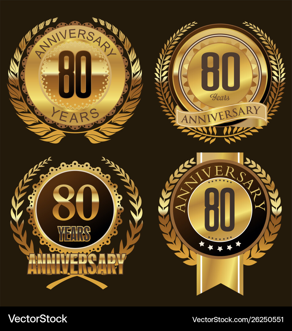 Anniversary laurel wreath 80 years Royalty Free Vector Image