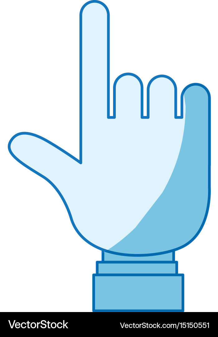 Blue color shading silhouette hand pointing Vector Image