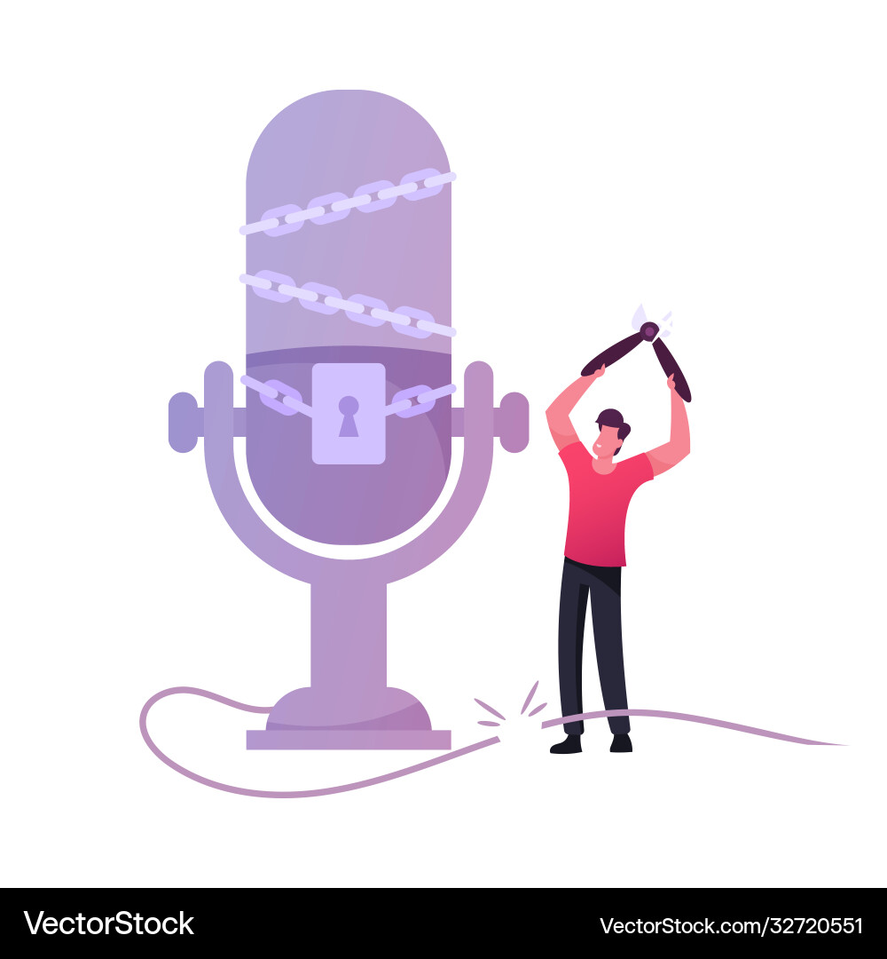 Censorship concept character with huge wire Vector Image