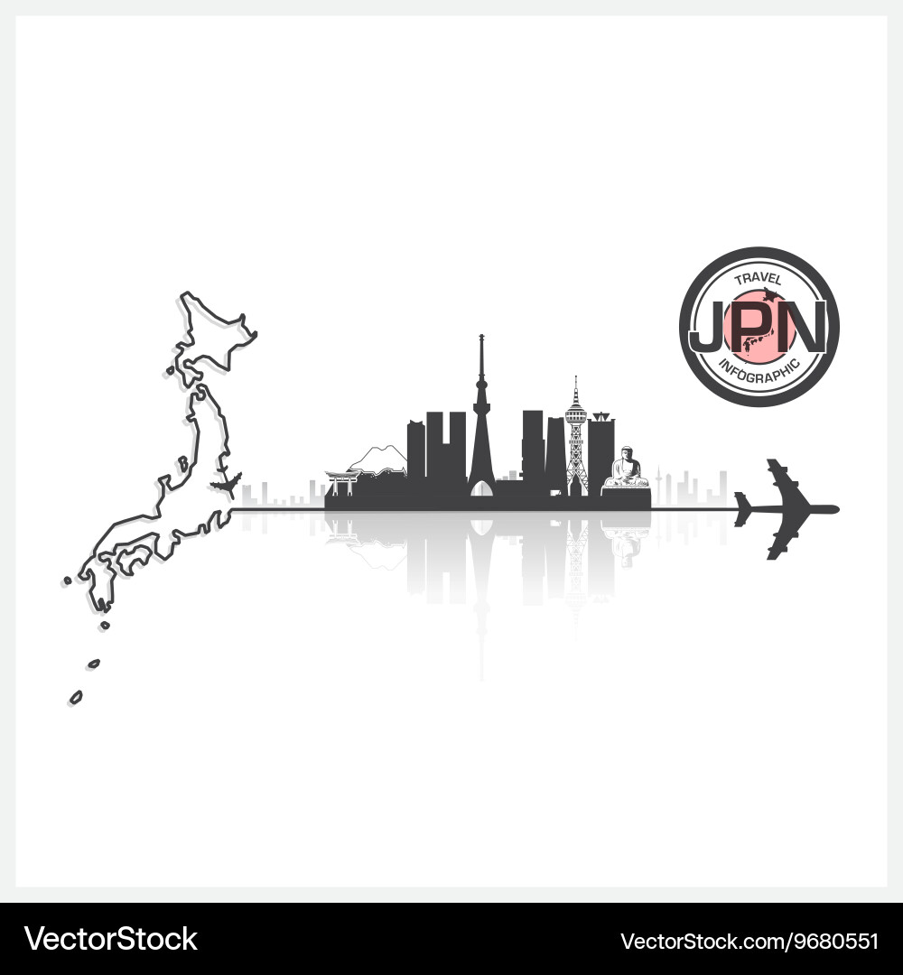 Japan Skyline Buildings Silhouette Background Vector Image