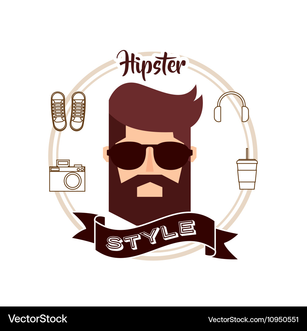 Male avatar with hipster style Royalty Free Vector Image