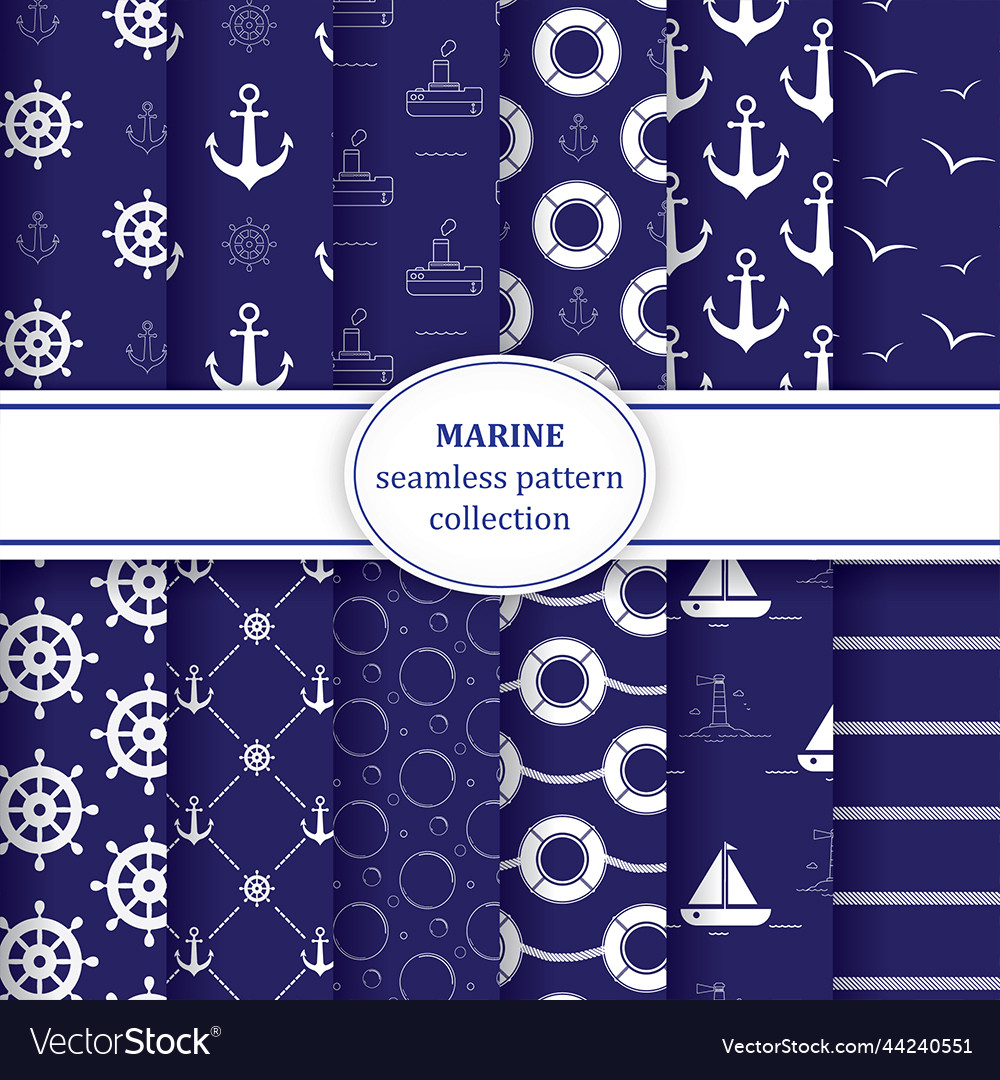 Marine pattern sampless Royalty Free Vector Image