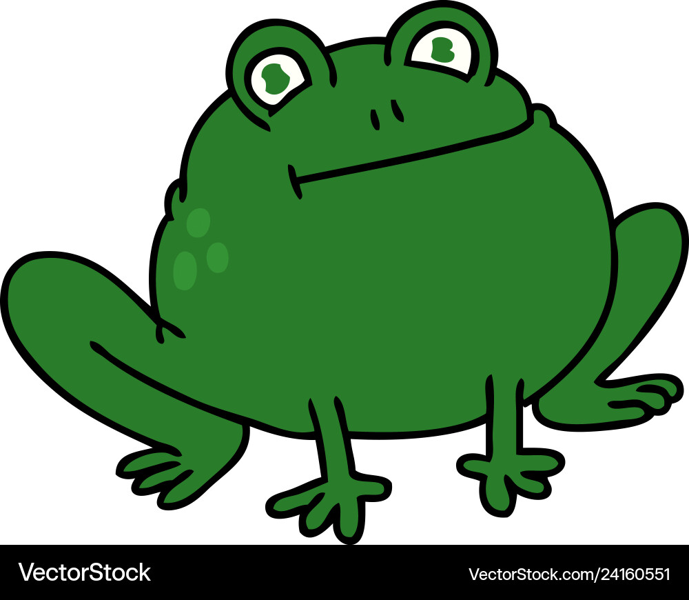 Quirky hand drawn cartoon frog Royalty Free Vector Image