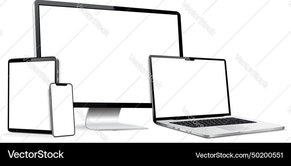 Realistic monitor computer laptop tablet Vector Image