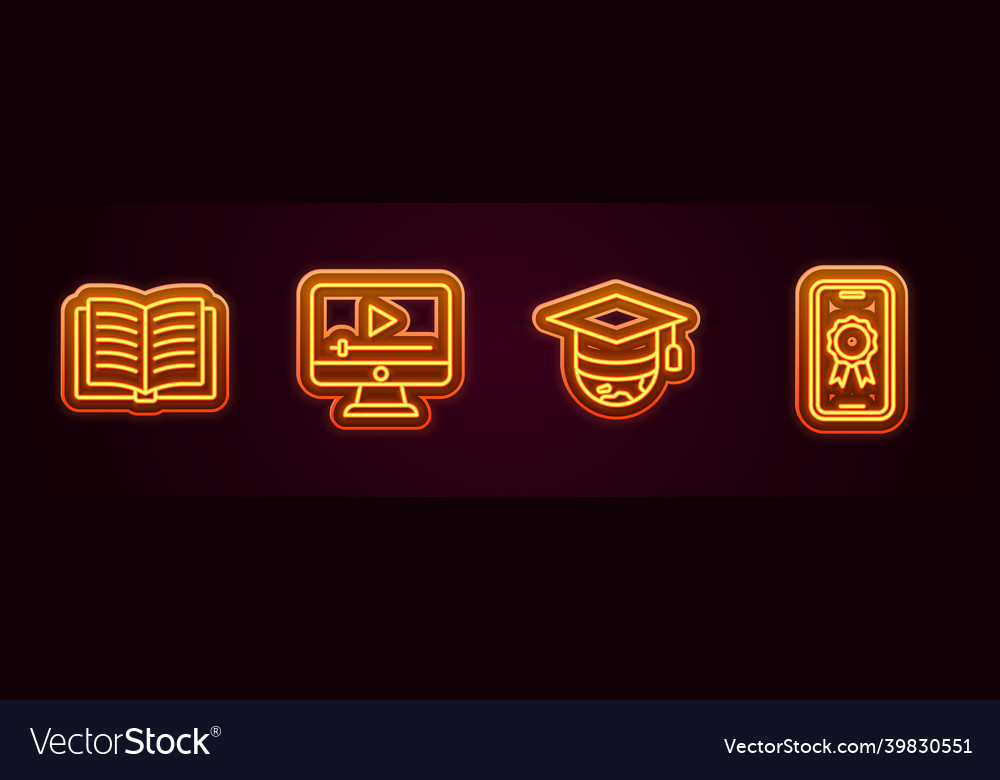 Set line open book online play video graduation Vector Image Set line open book online play video graduation Vector Image
