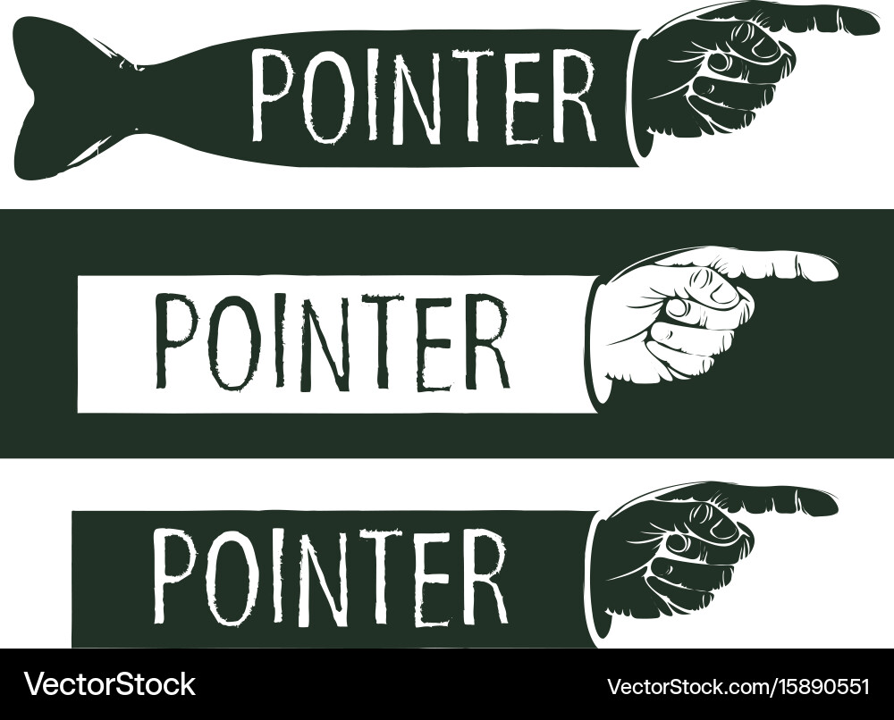 Set of black and white pointers with a human hand Vector Image
