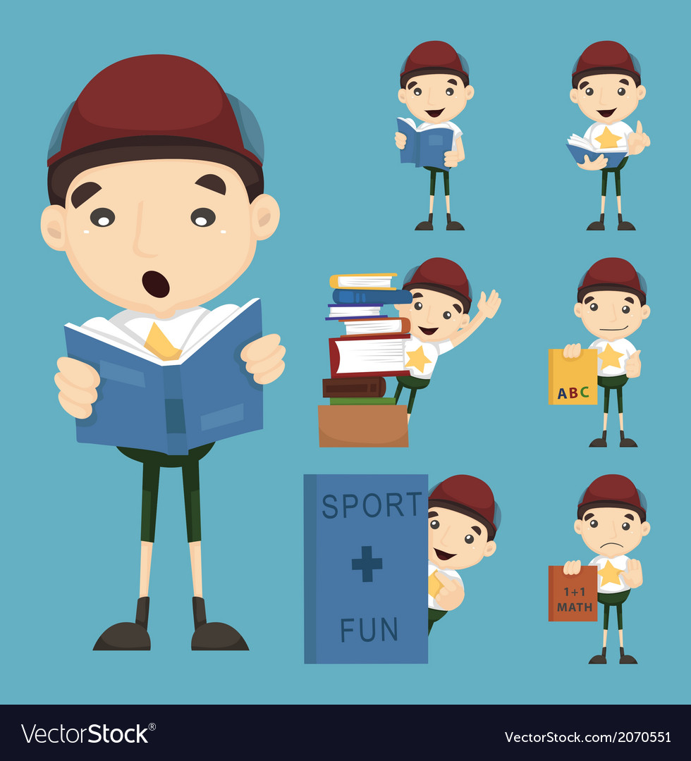 Set of boy learn Royalty Free Vector Image - VectorStock
