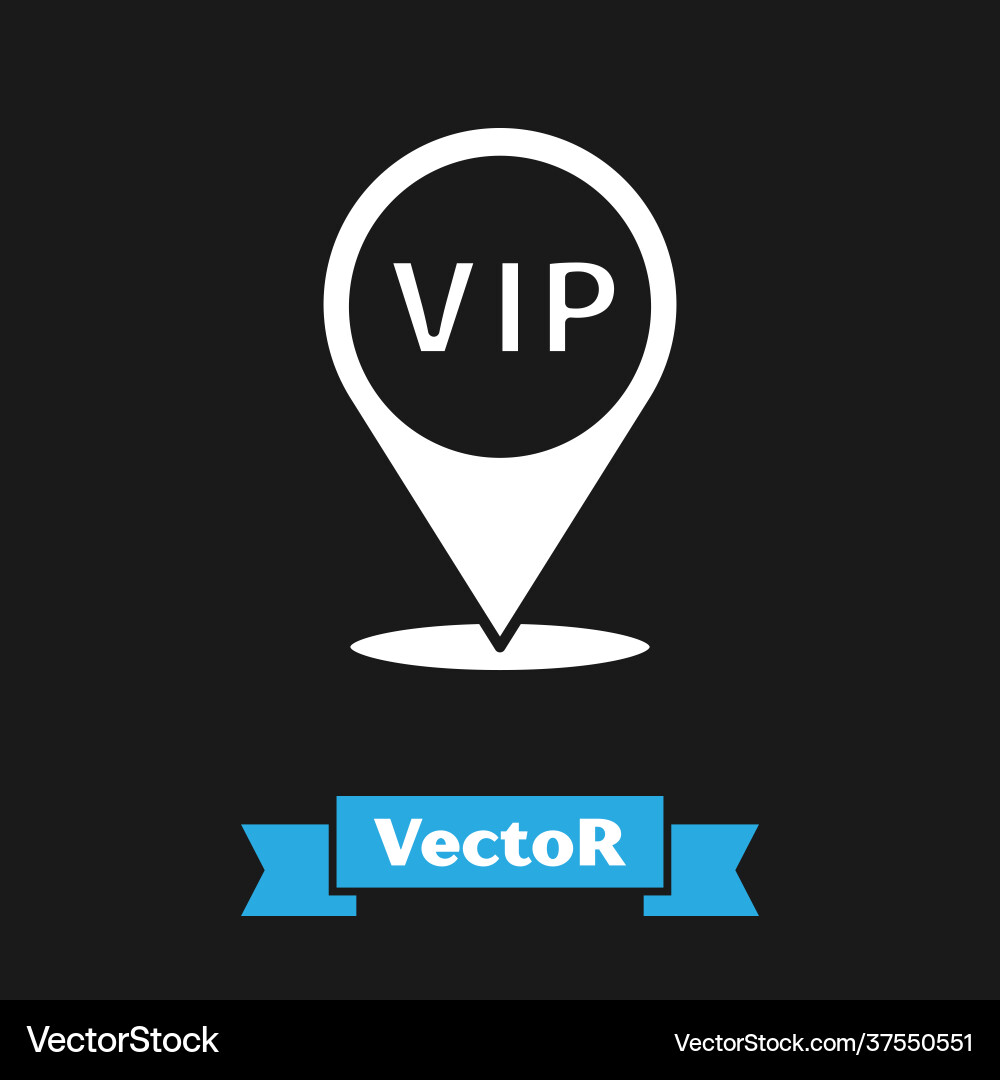 White location vip icon isolated on black Vector Image
