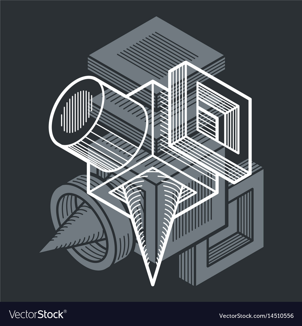 3d engineering abstract shape made using cubes Vector Image