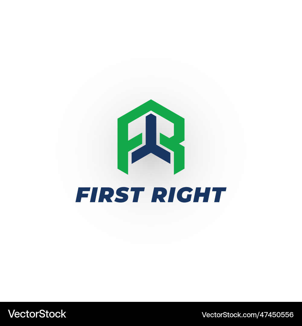 Abstract initial letter fr or rf logo in green Vector Image