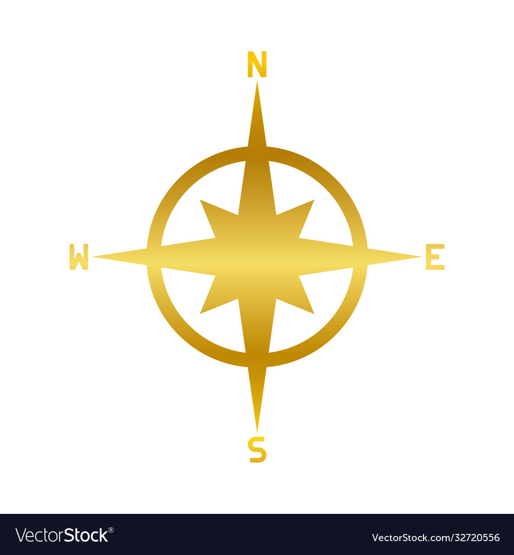 Compass Gold Gradient Style Icon Design Royalty Free Vector