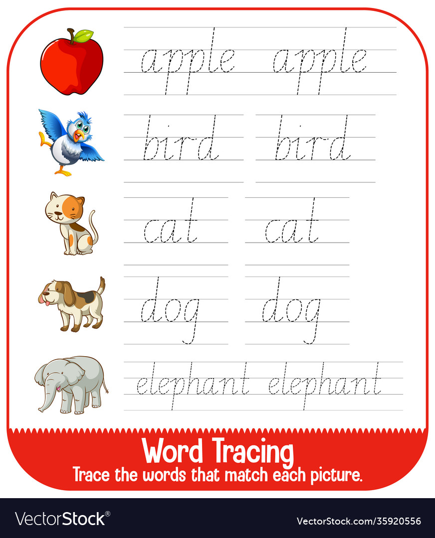 English alphabet tracing worksheets Royalty Free Vector