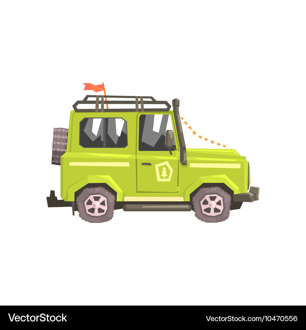 Green suv safari car Royalty Free Vector Image