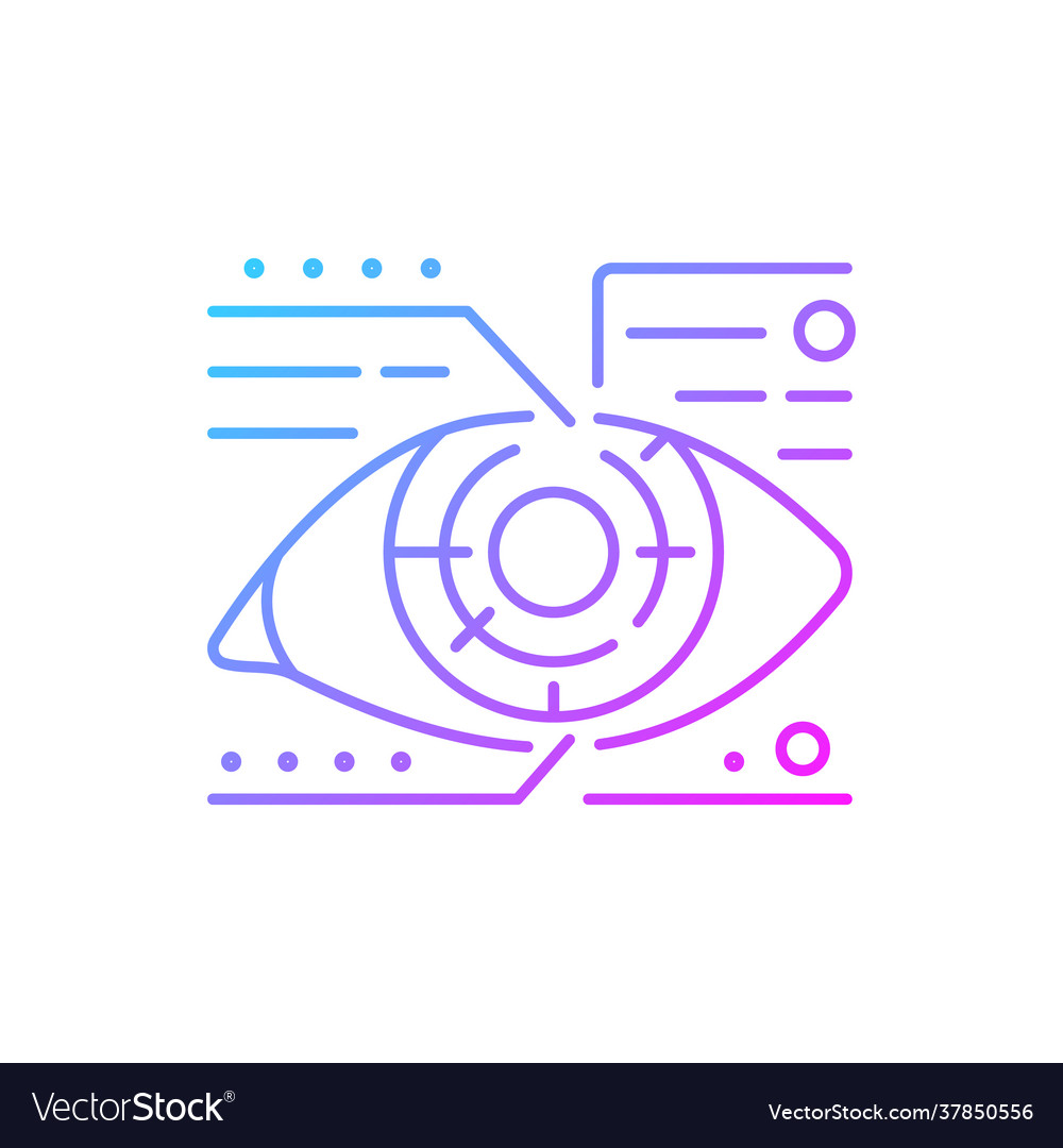 Lens Microcircuit Gradient Linear Icon Royalty Free Vector