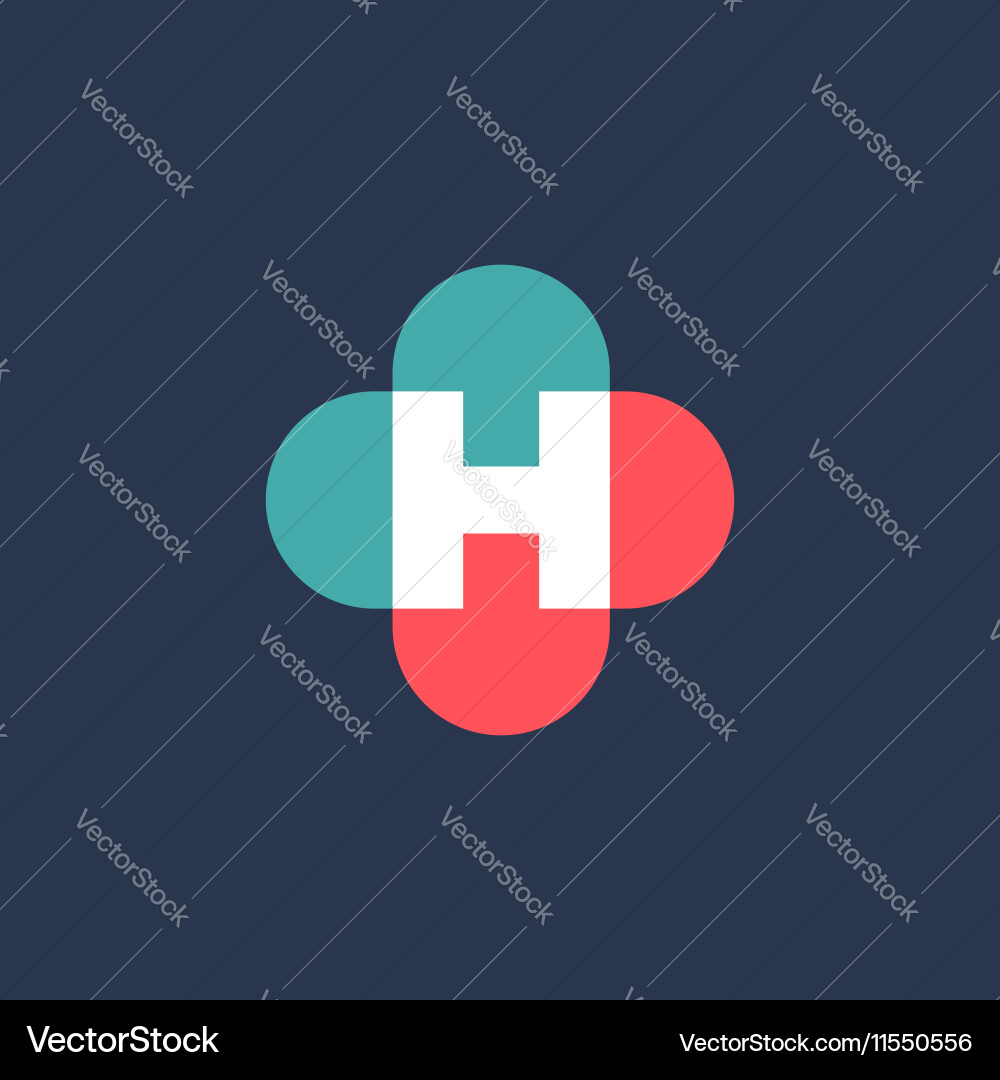 Letter H cross plus logo icon design template Vector Image