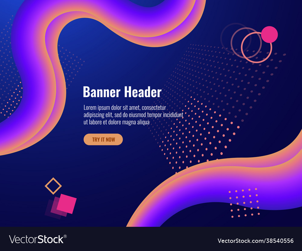 Neon abstract banner background geometry objects Vector Image