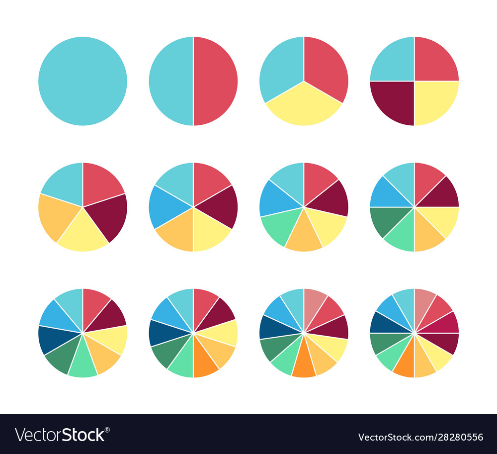 Pie circle chart 12 section graph Royalty Free Vector Image