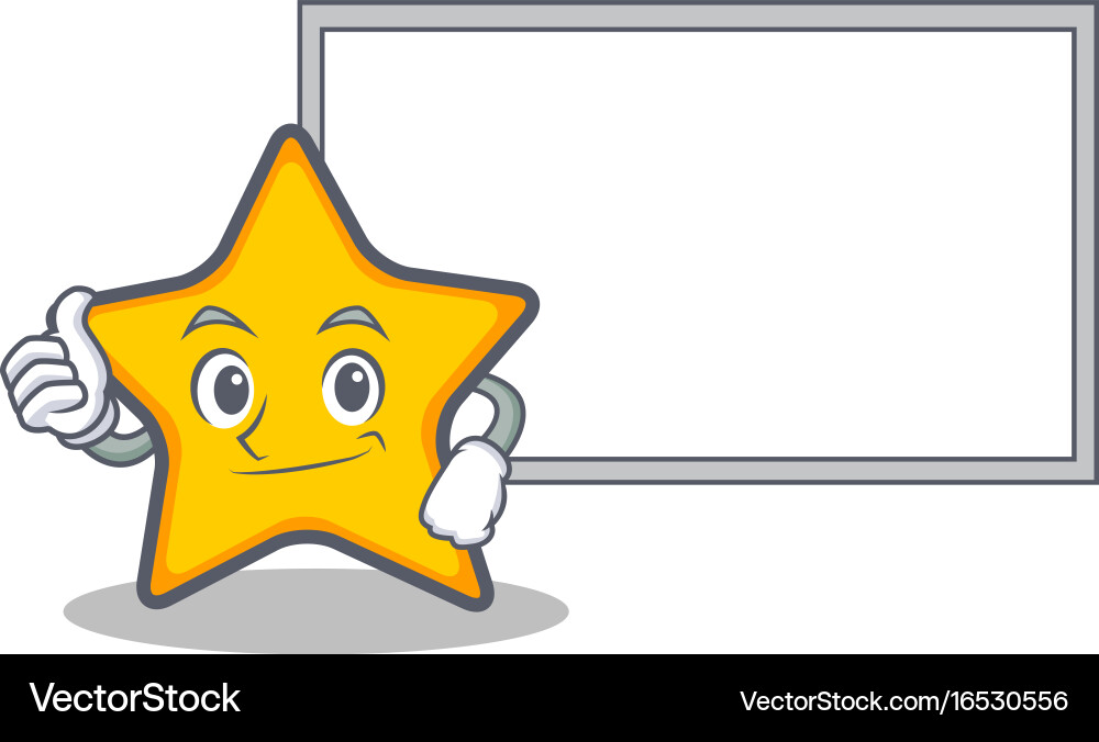 Pose with board star character cartoon style Vector Image