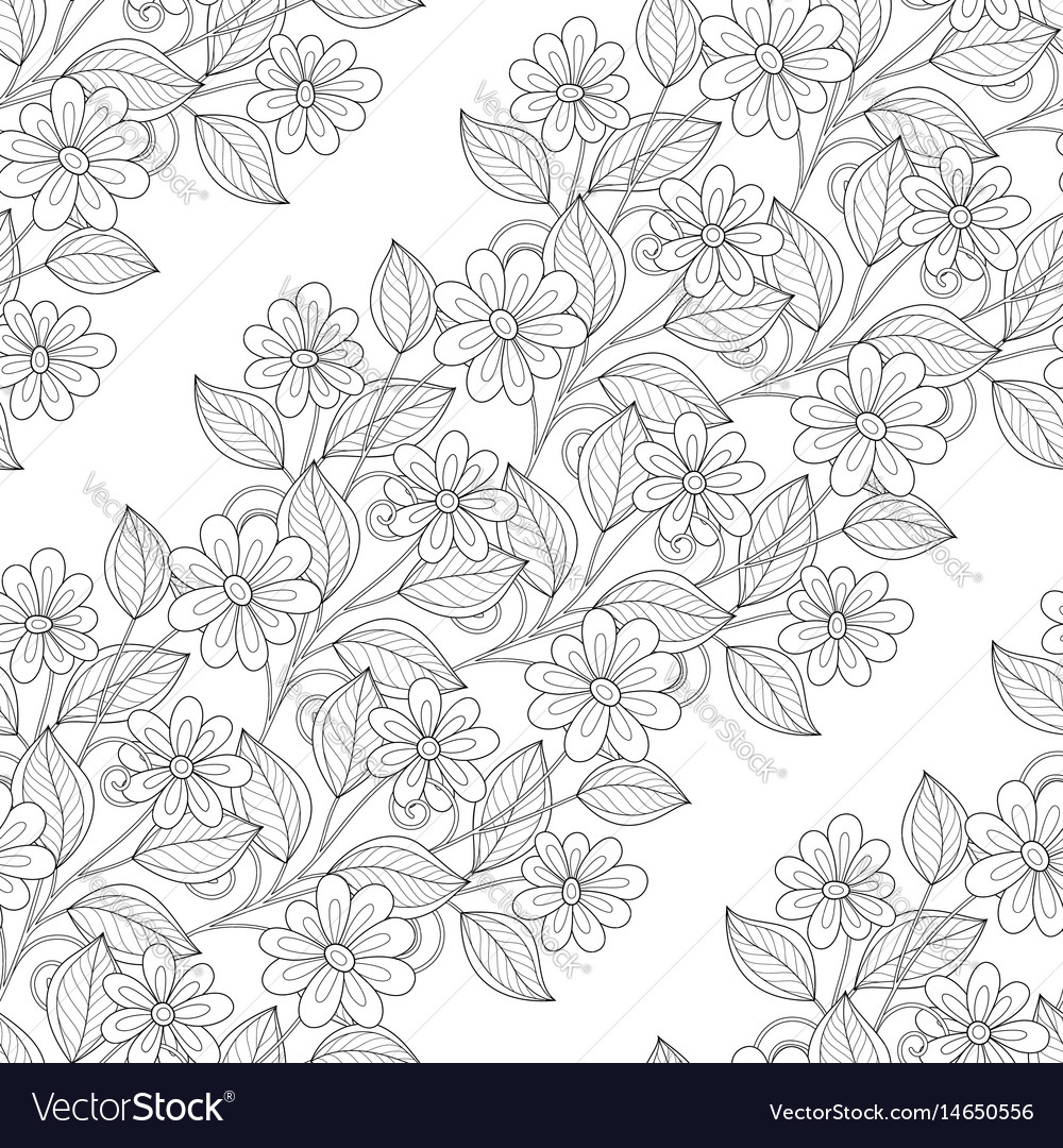 Seamless Monochrome Floral Pattern Royalty Free Vector Image